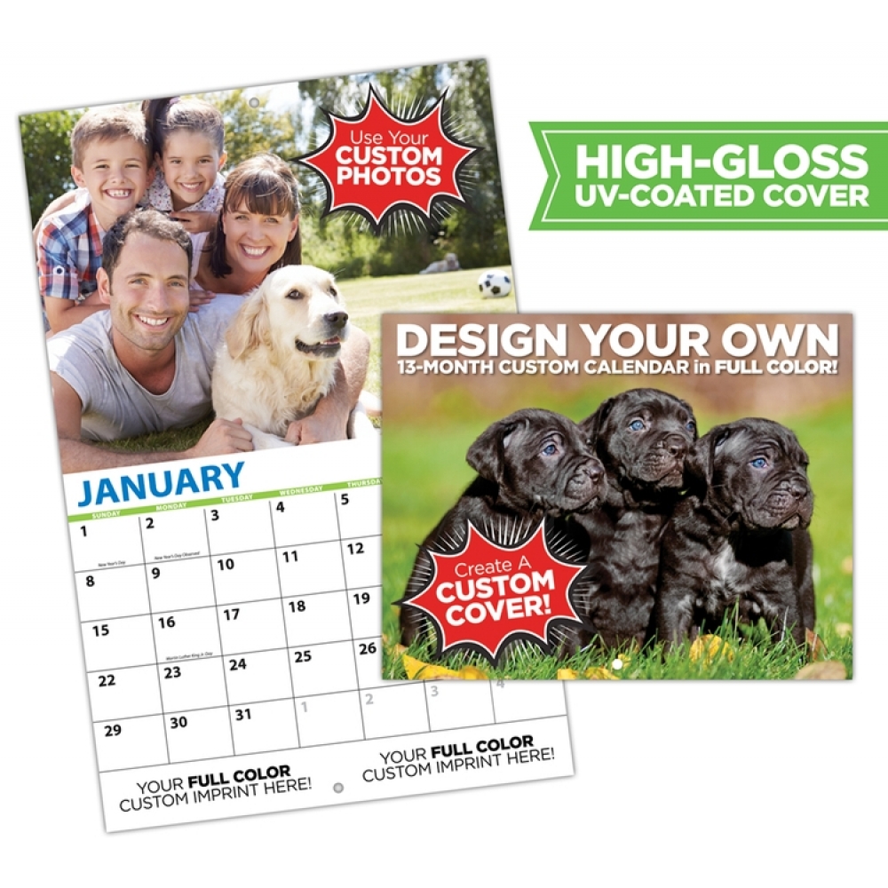 13-Month Custom Wall Calendar (High Gloss UV-Coated Cover) 5401U