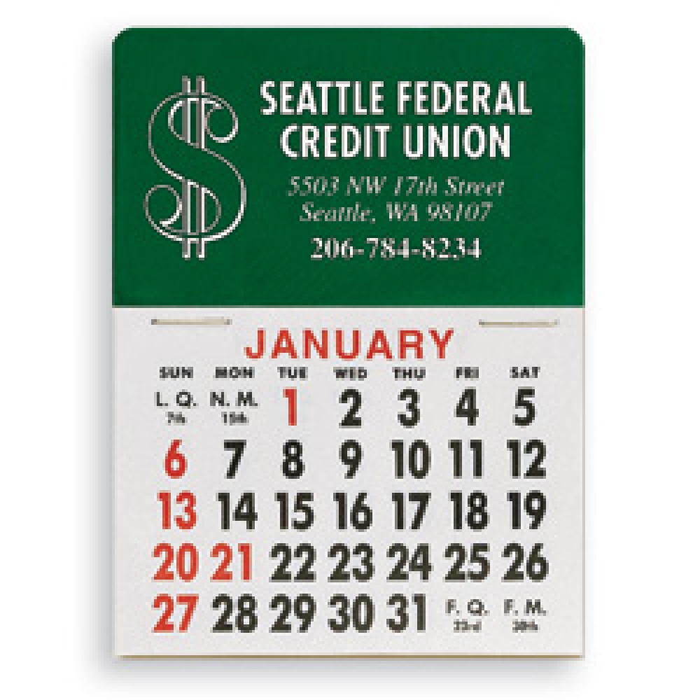Press-N-Stick Calendar With Your Own Logo and Info